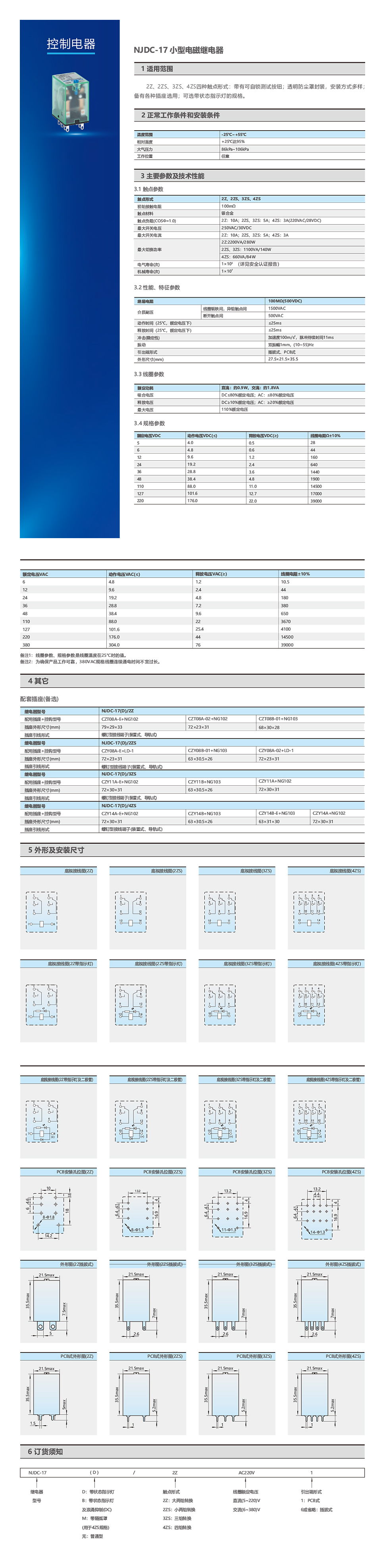 NJDC-17 小型电磁继电器(带测试按钮)-工控猫